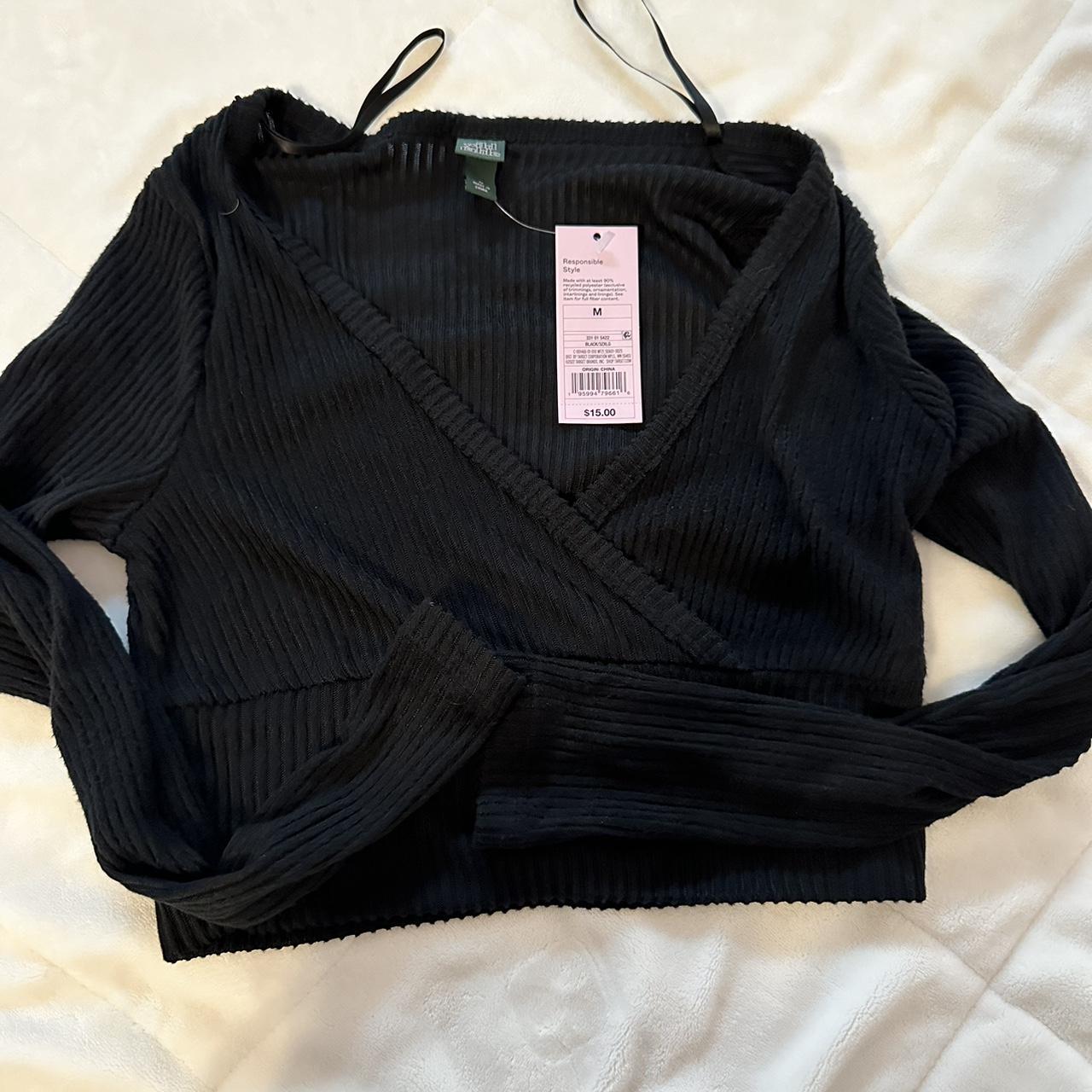 black wild fable, v cut long sleeve shirt - Depop