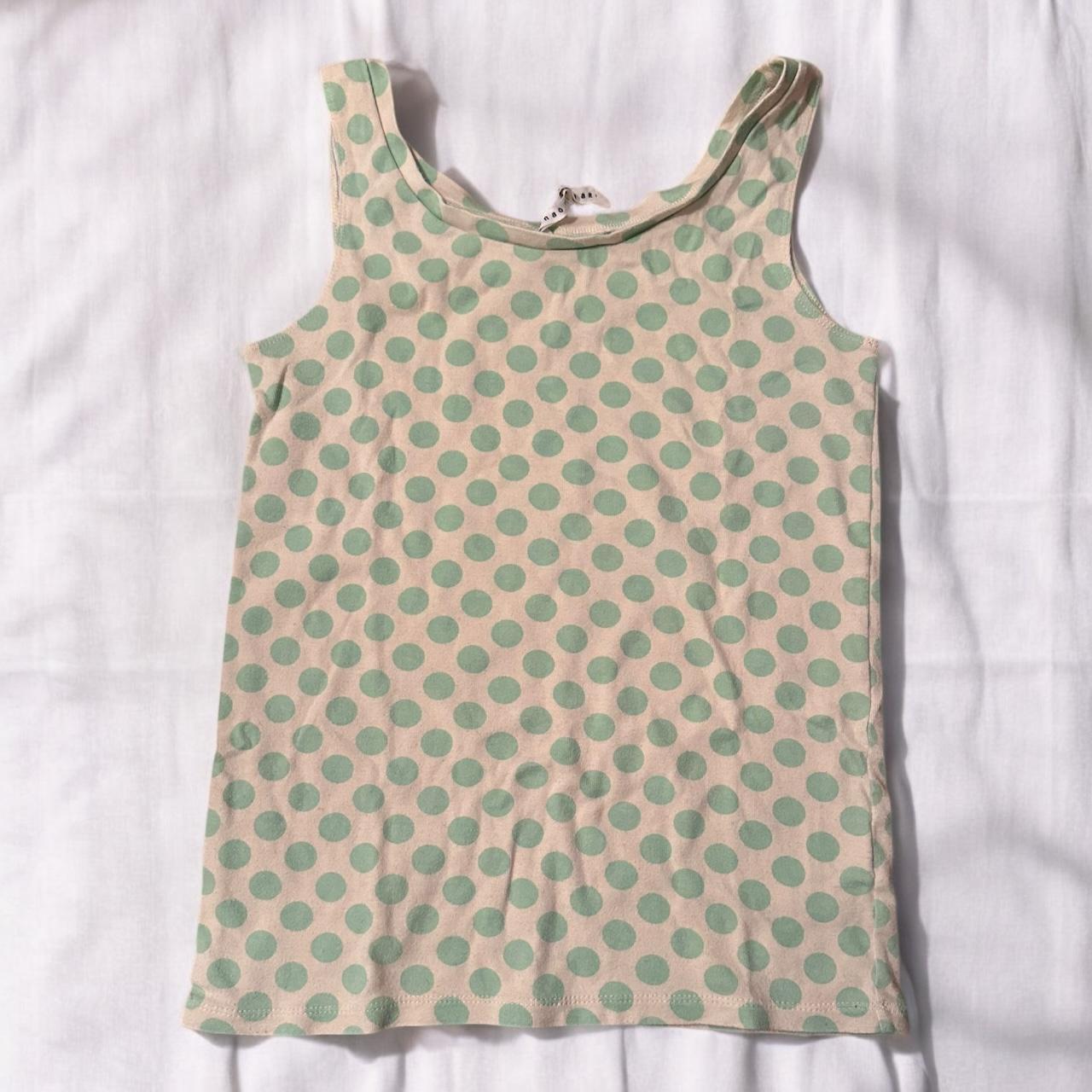 Sunao kuwahara polka dot tank top Cream and mint... - Depop