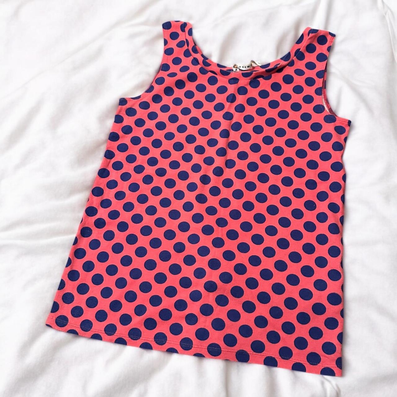 Sunao kuwahara polka dot tank top Pink and blue M | Depop