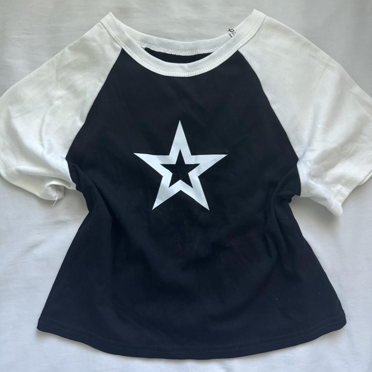 acubi style star cropped shirt never worn!!... - Depop