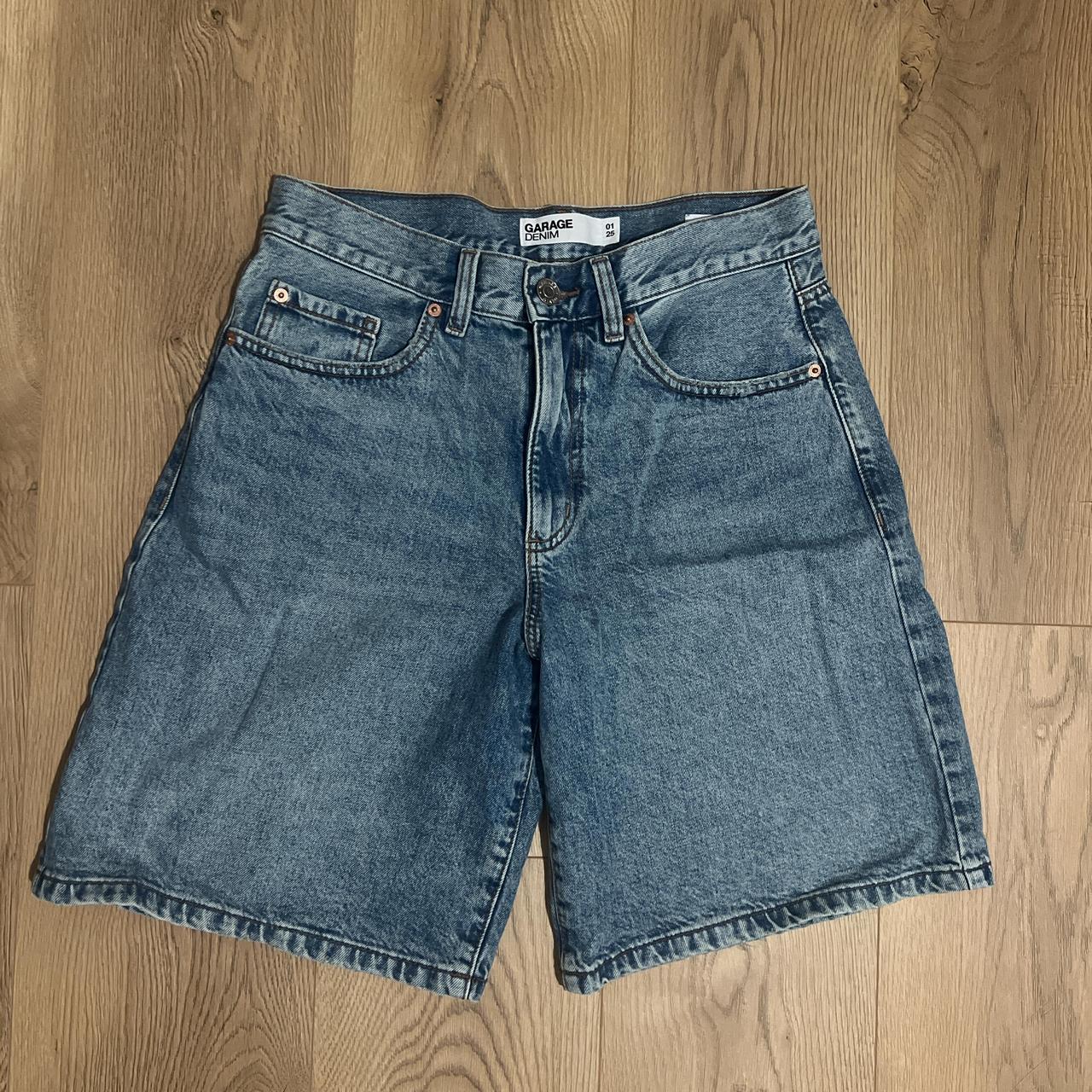 Garage blue denim jorts #denimshorts size 25 | Depop