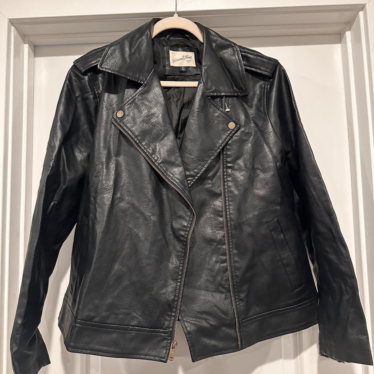Universal Threads leather jacket with gold... - Depop