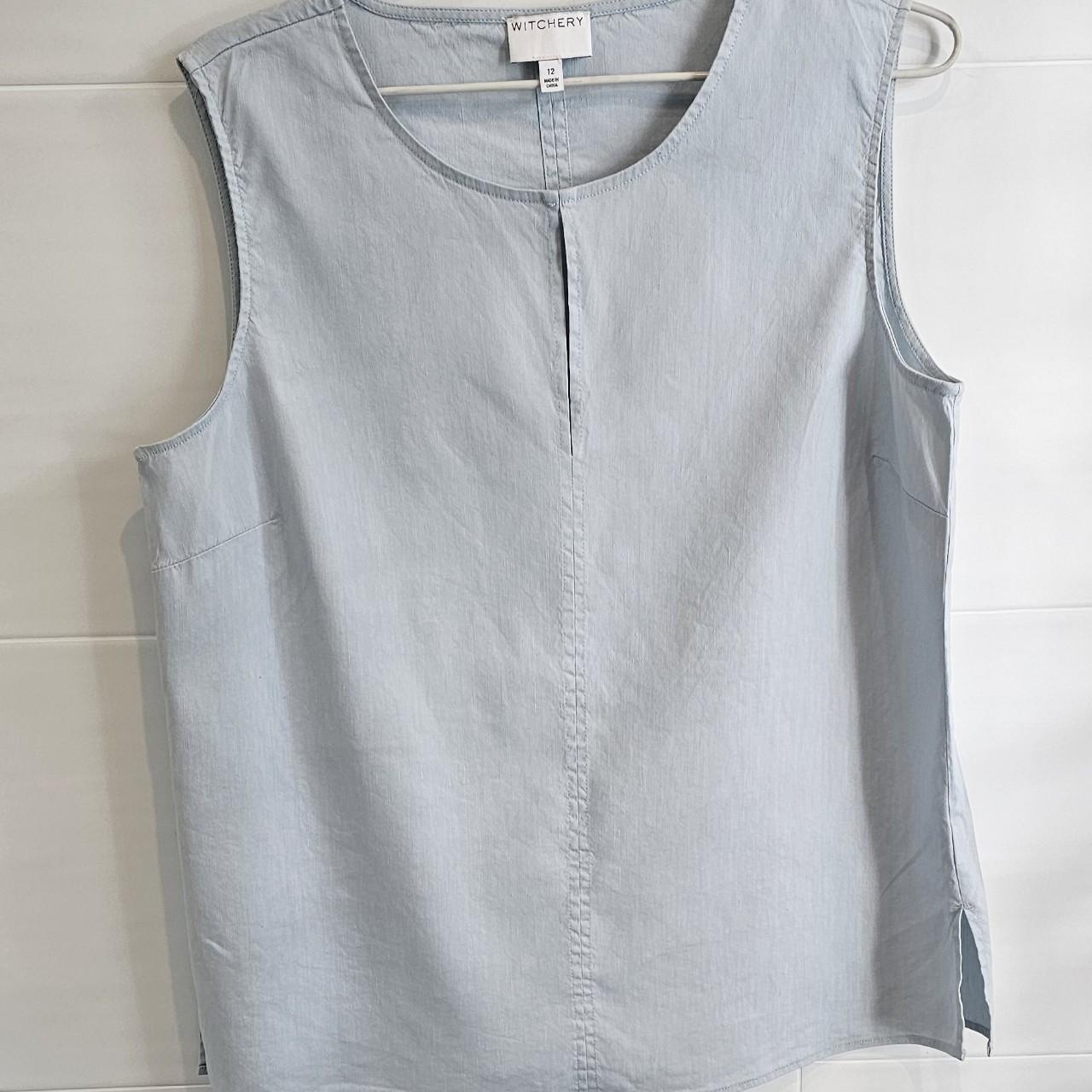 Witchery sleeveless top. Size 12. Light blue.... - Depop