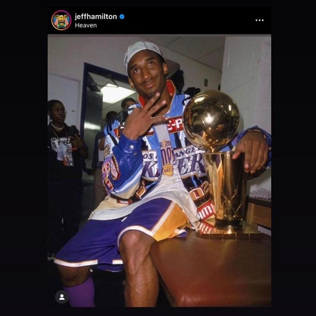 Jeff Hamilton Lakers 2002 3Peat Leather Jacket - Depop