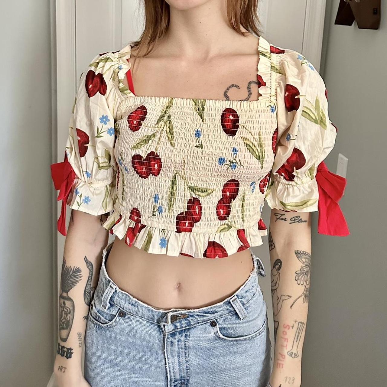 ASOS Cherry Bow Top 🍒 ️worn just to try on... - Depop