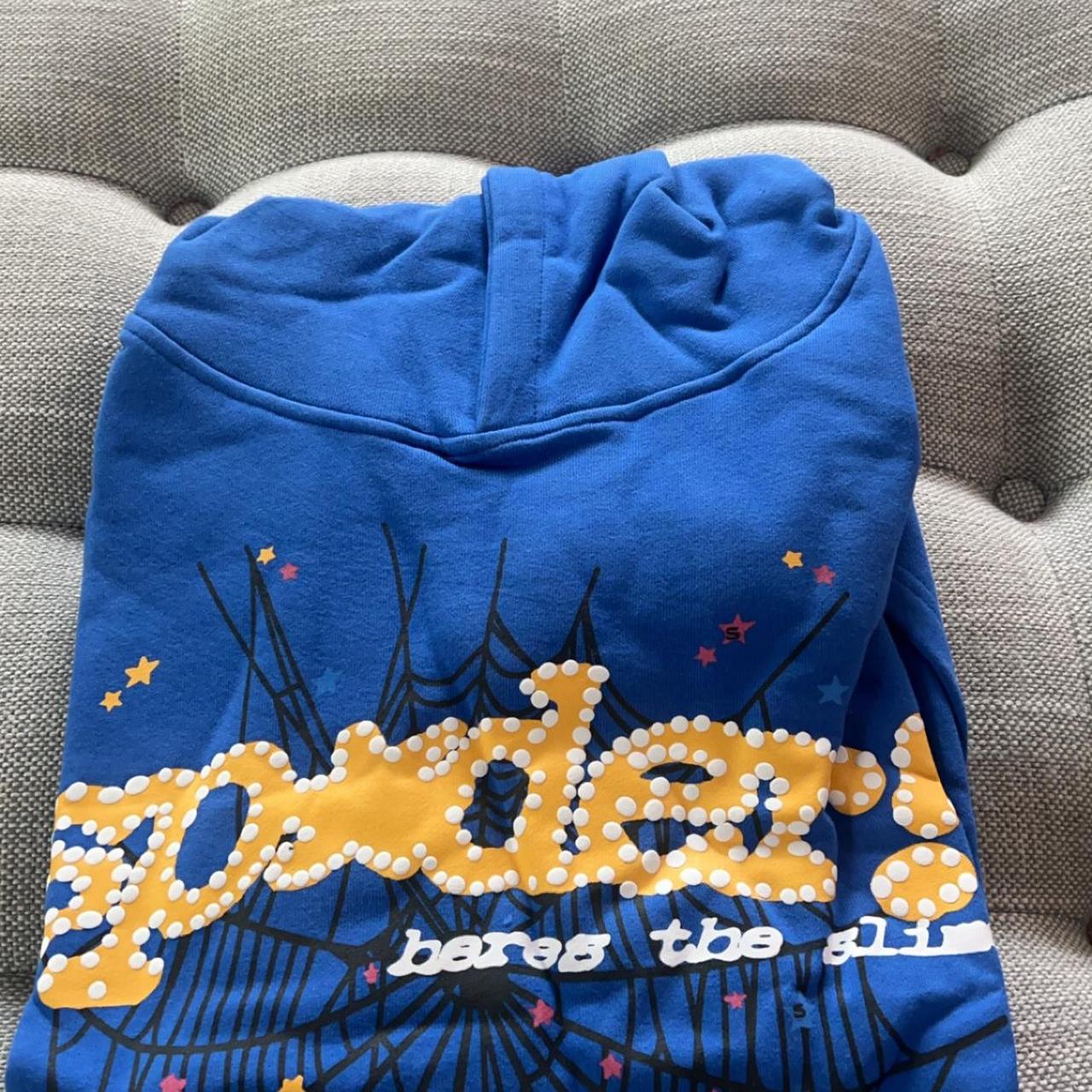 Medium TC blue Sp5der hoodie - Depop