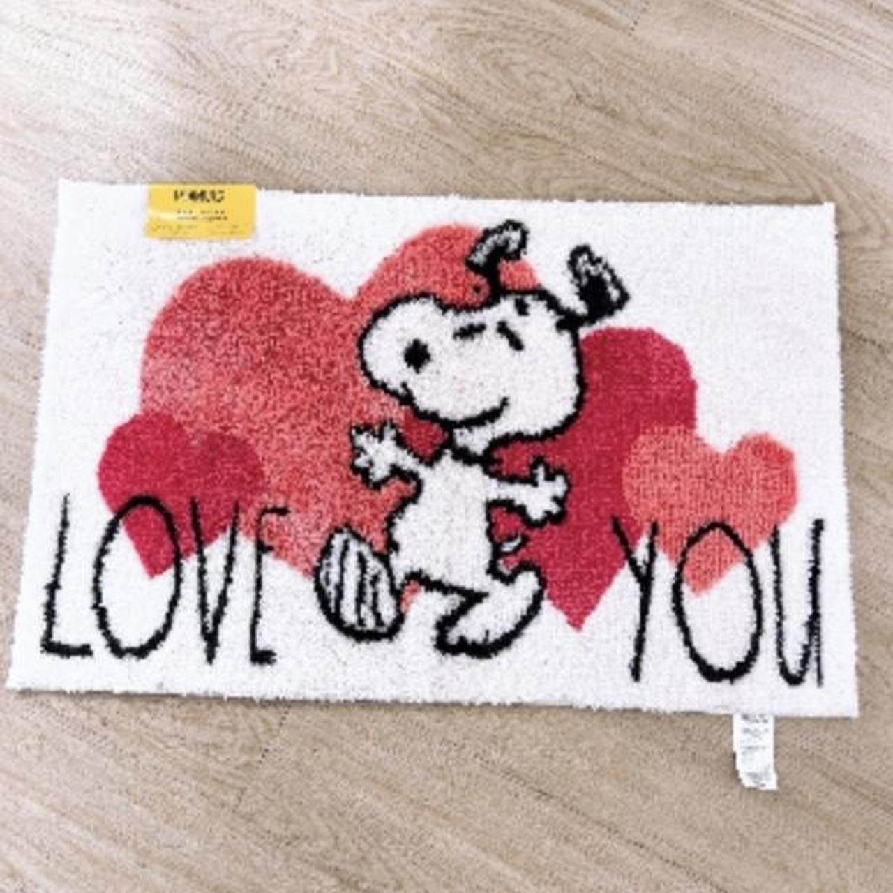 Rae Dunn Peanuts Snoopy Bath Rug that says “I Love... - Depop