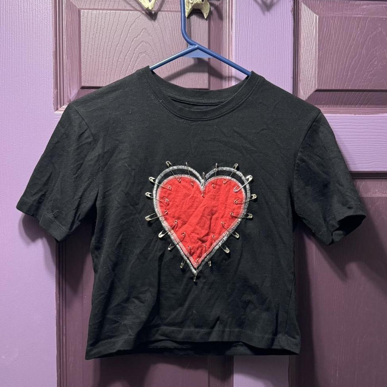 Black and red heart crop top #goth #grunge | Depop