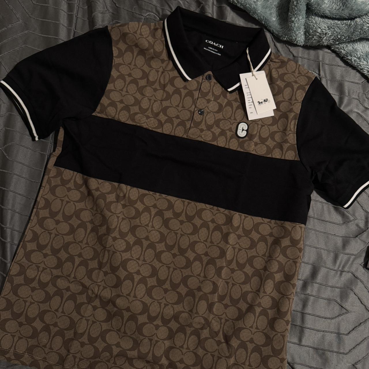 Coach shirt brown and black colorway with logo super... | Depop