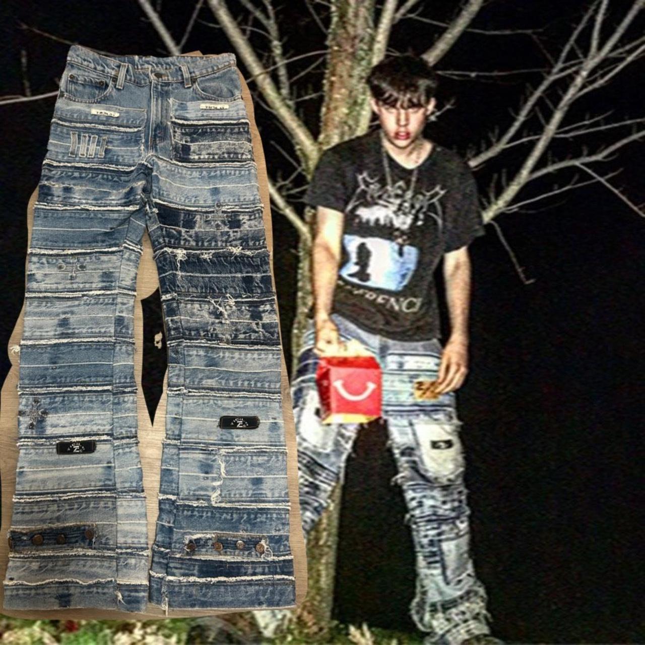 Ticila bootcut jeans worn by sematary, bladee, and... | Depop