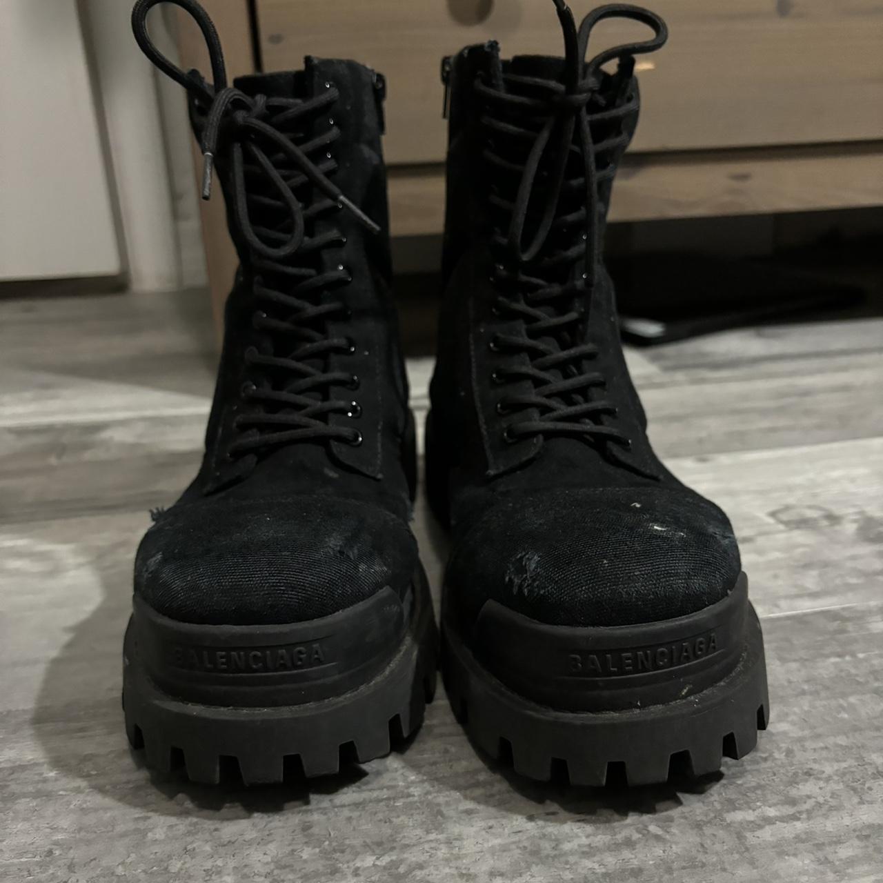 Balenciaga Distressed Canvas Strike Boots Size 11,... - Depop