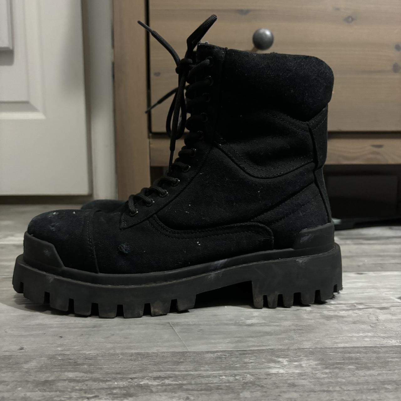 Balenciaga Distressed Canvas Strike Boots Size 11,... - Depop