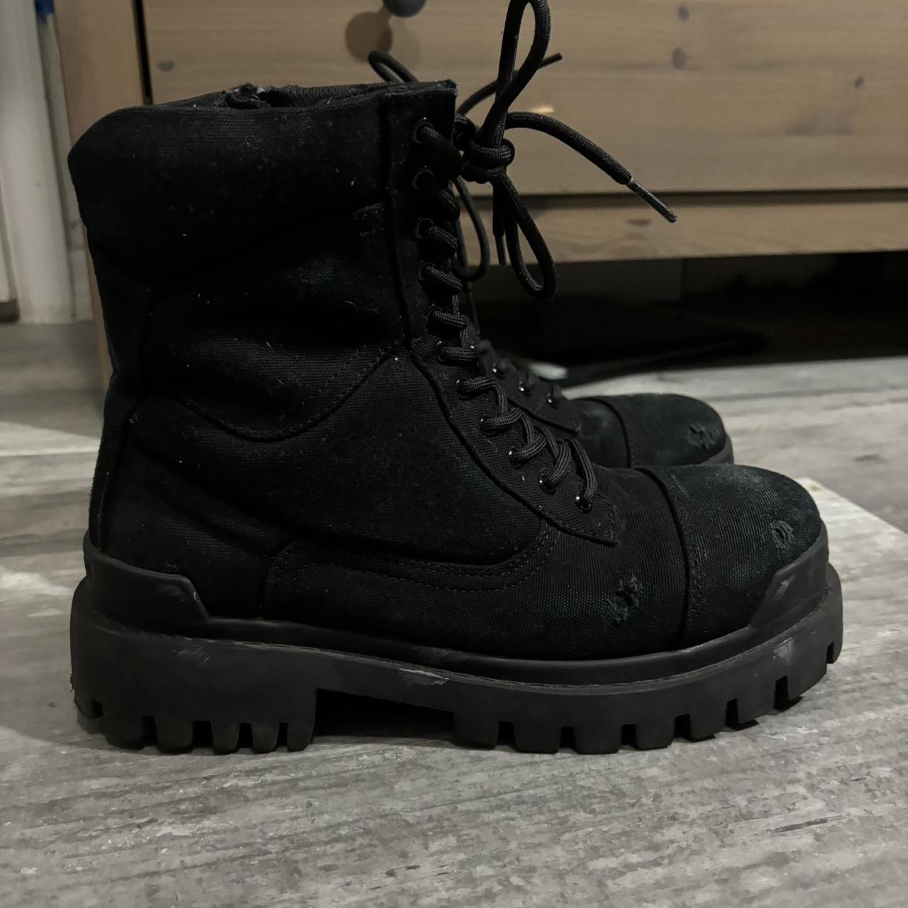 Balenciaga Distressed Canvas Strike Boots Size 11,... - Depop