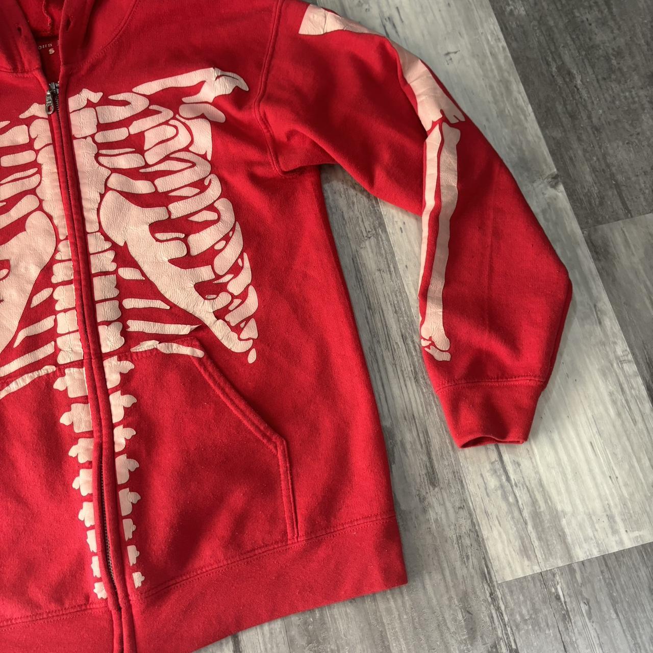 Red Y2k Skull SKELETON Zip up jacket, red skeleton... - Depop