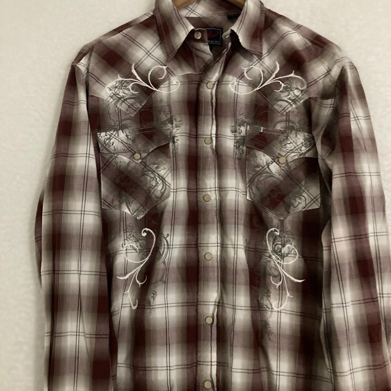 Roper Shirt Mens L Long Sleeve Pearl Snap Plaid... - Depop