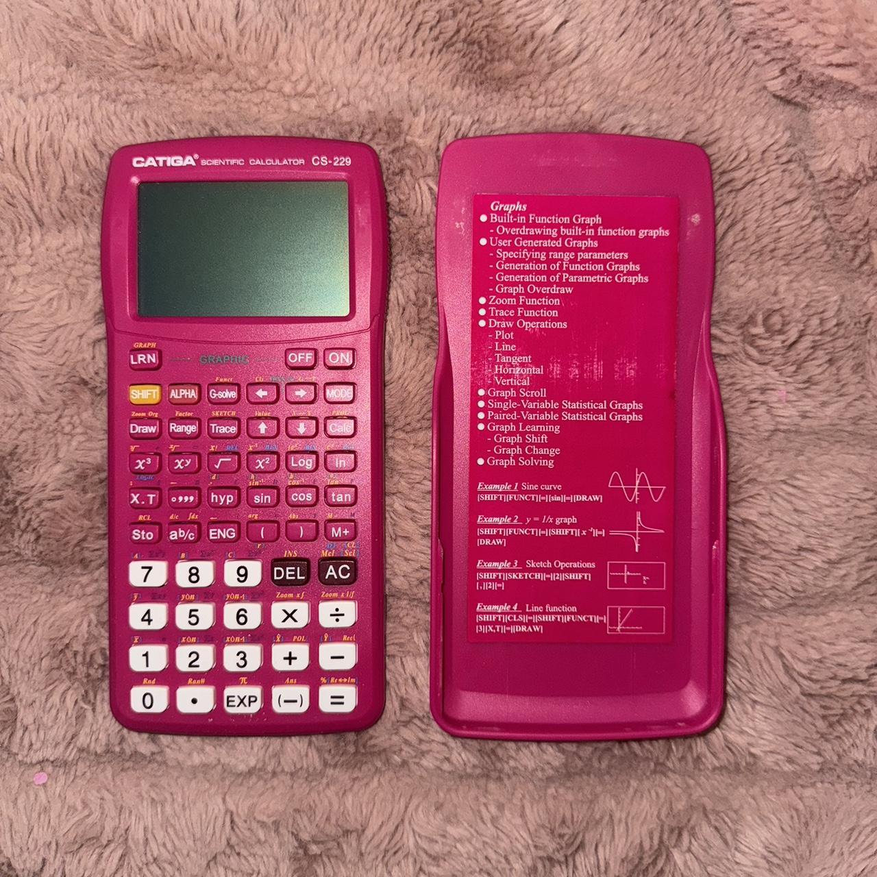 Catiga Pink calculator super cute slightly used but... - Depop