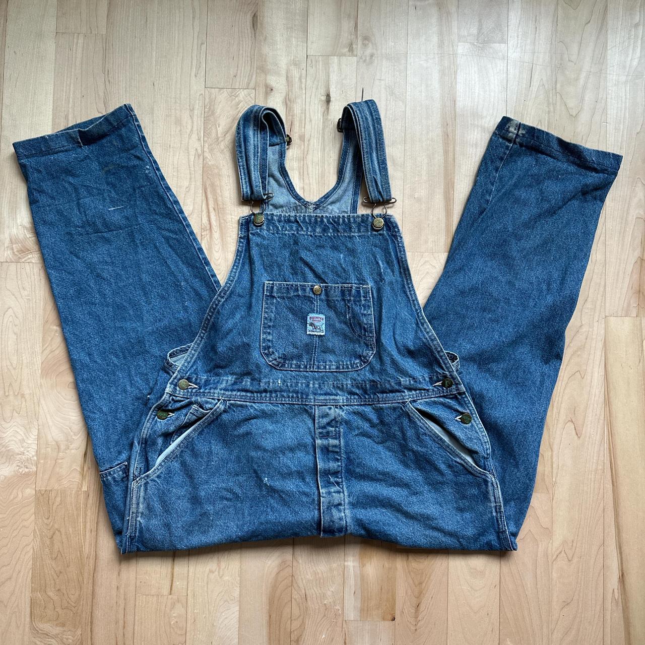 Perfect vintage blue denim Pointer overalls with... - Depop