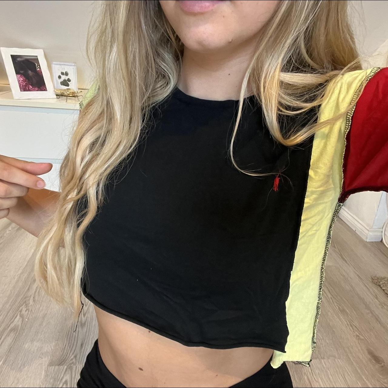 Ralph Lauren cropped patchwork top fits uk8 - Depop