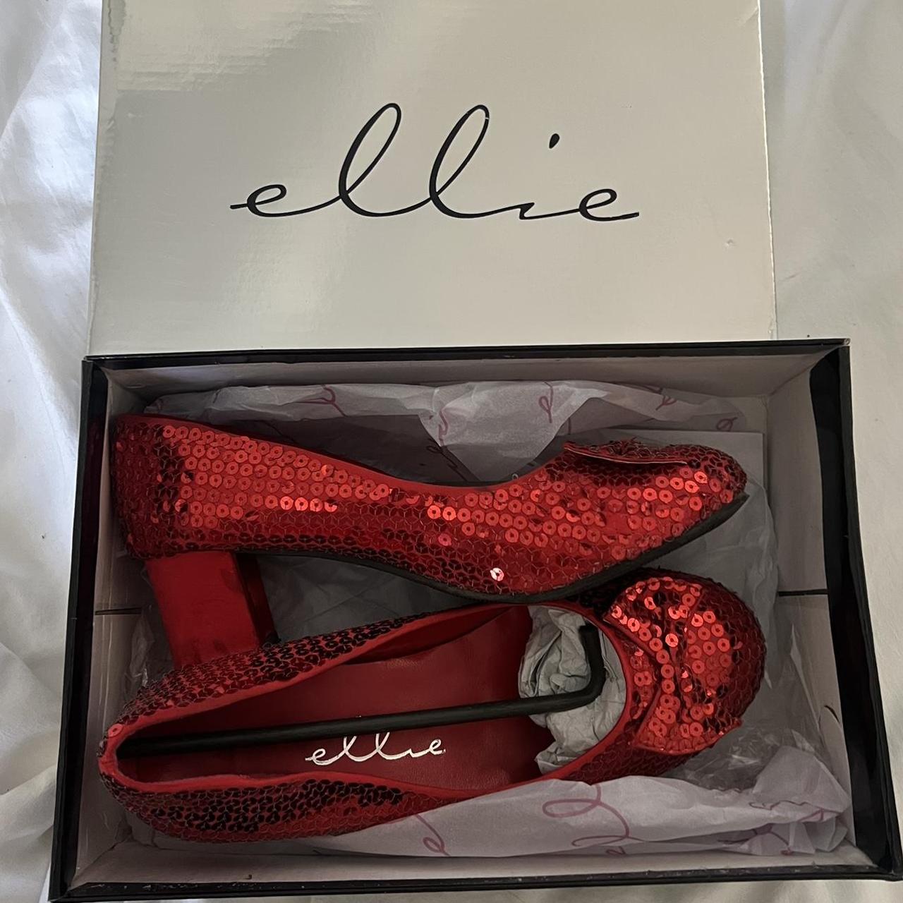 Ellie Shoes Women's - Red Sparkly Glittery Shiny... - Depop