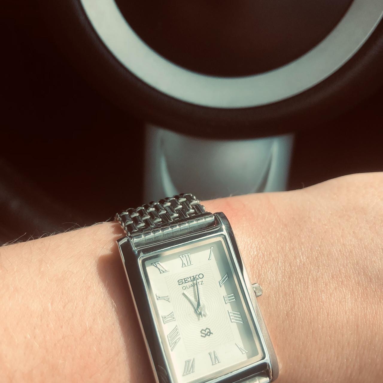 Seiko tank silver mens watch. Retro vintage look. - Depop