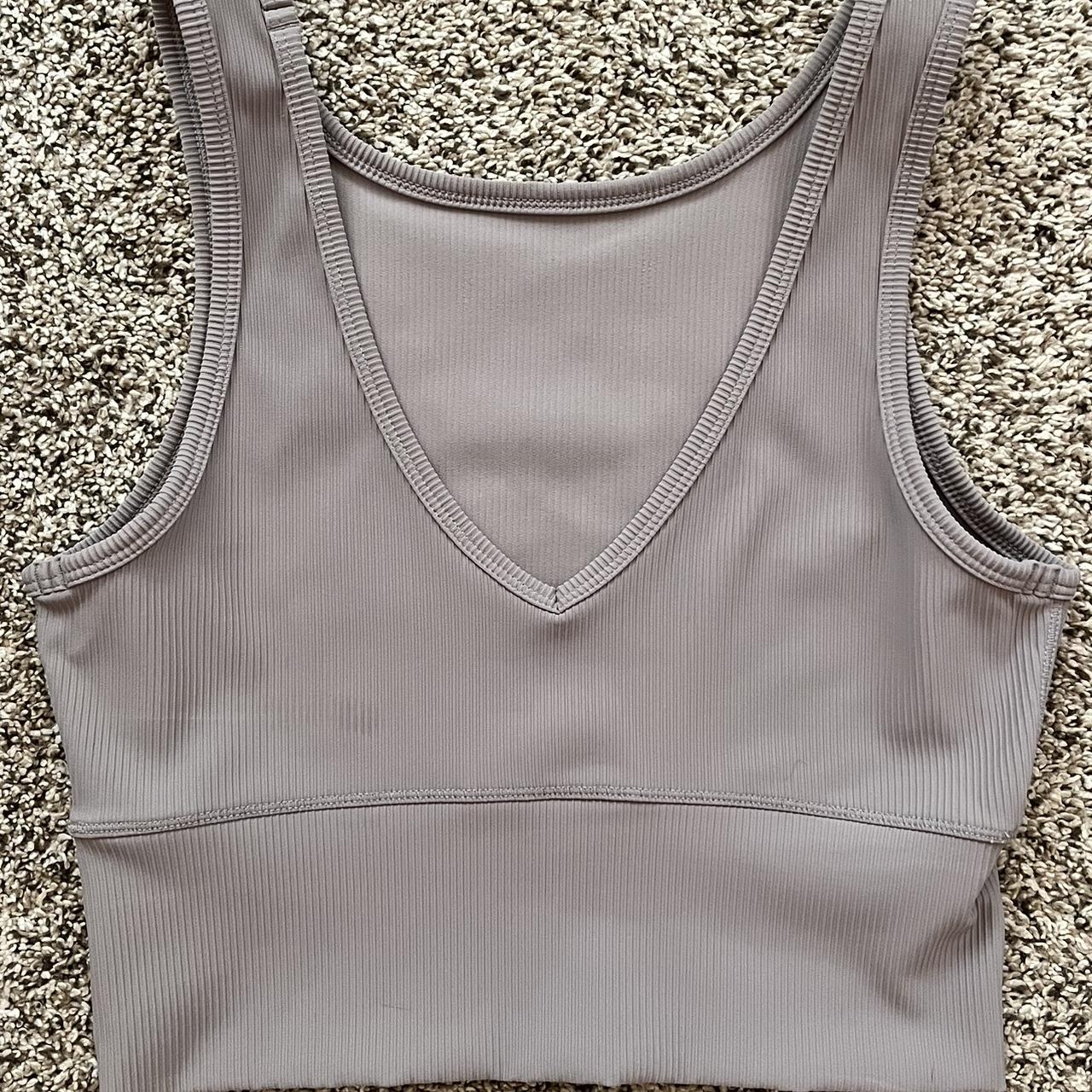 gray ribbed low cut tank top size S from amazon! - Depop