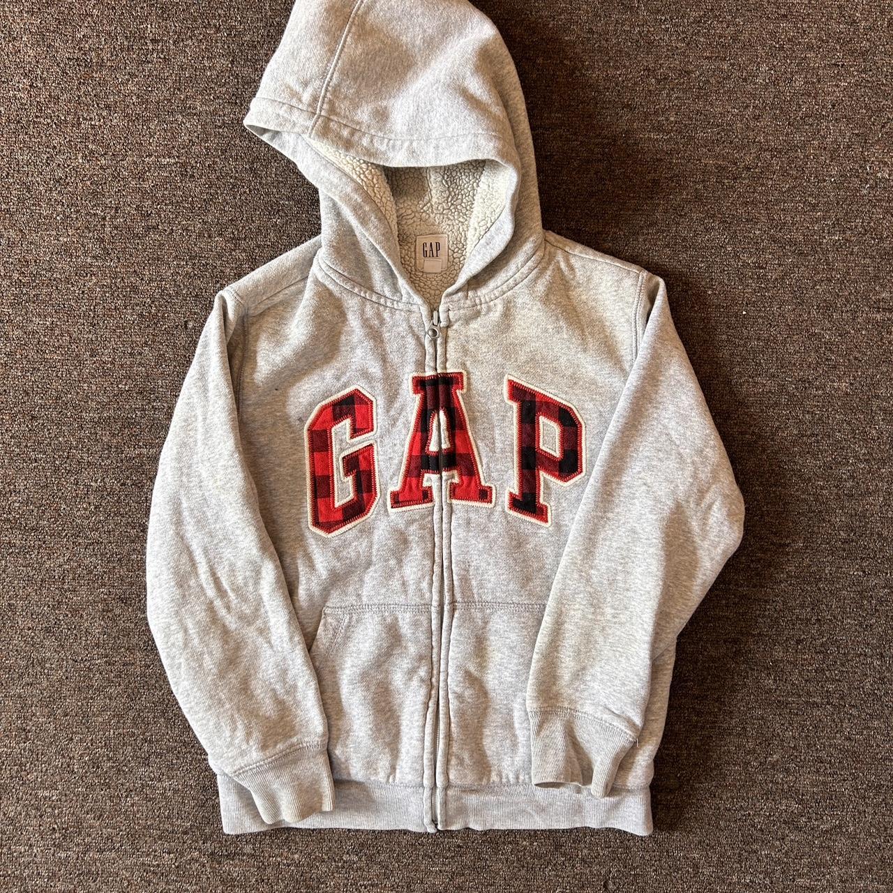 Kids GAP Fleece lined Zip Up Hoodie- Kids Medium - Depop