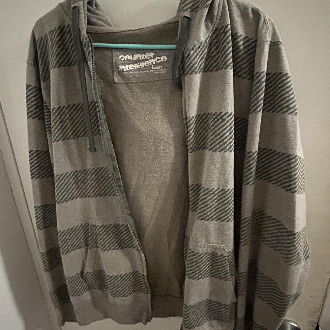 cool striped zipup no zipper thin material - Depop