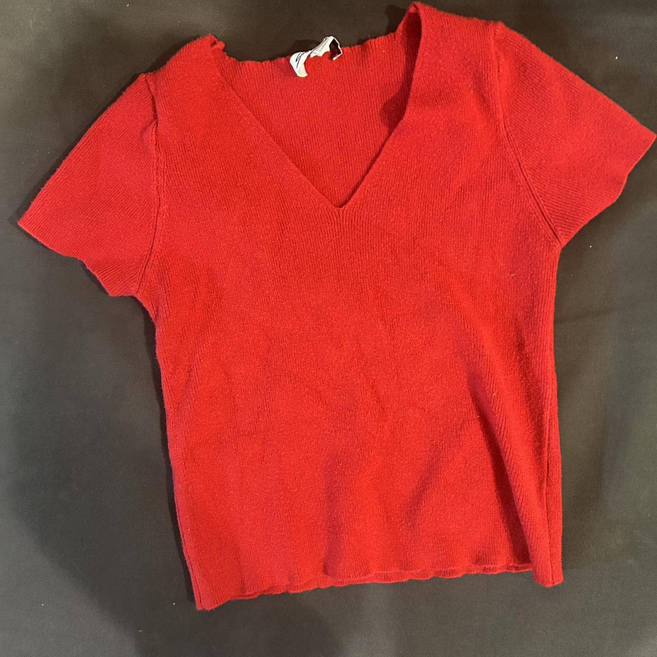 Vintage red crop top. Is a slightly darker red in... - Depop