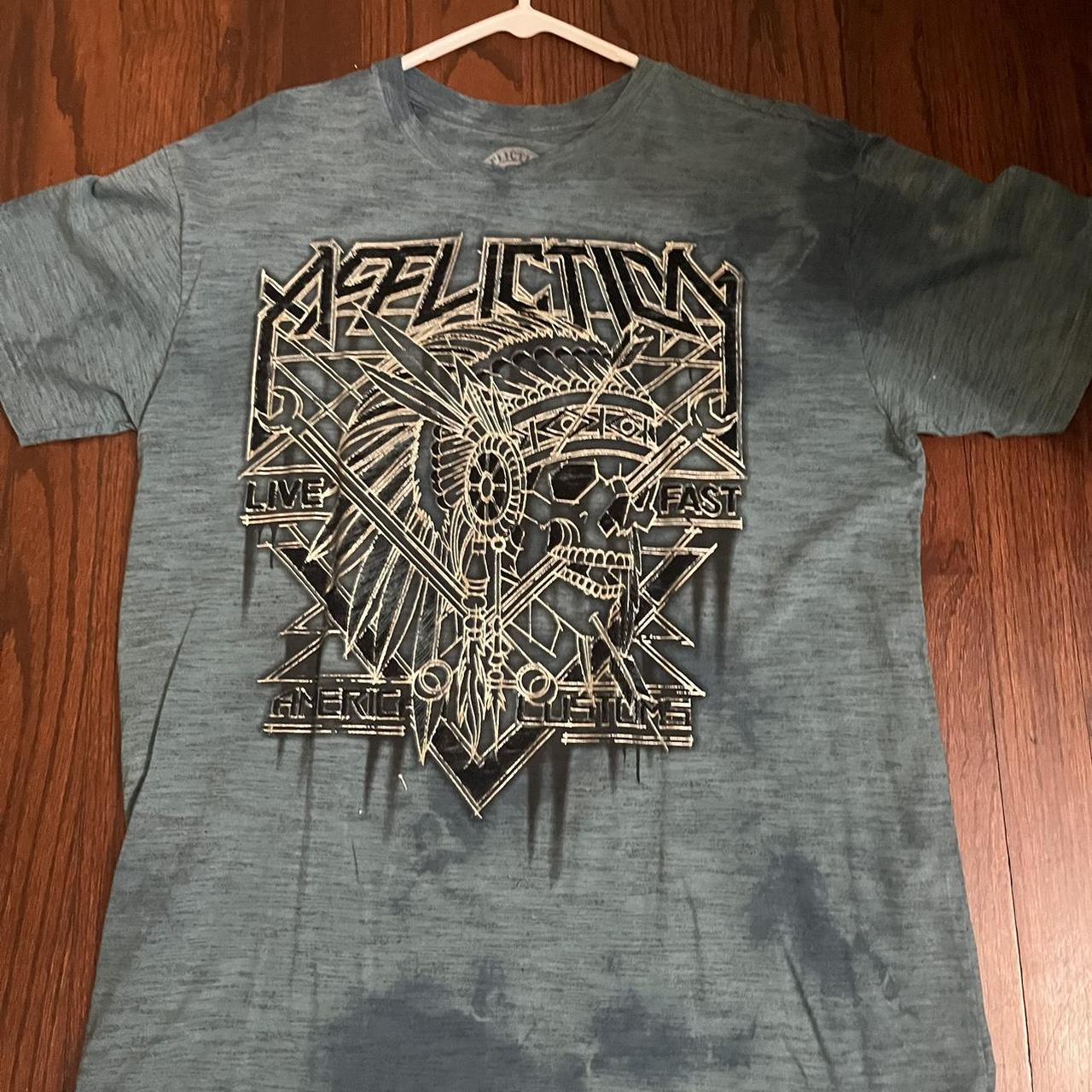 affliction t shirt size L worn once MSG BEFORE BUYING - Depop