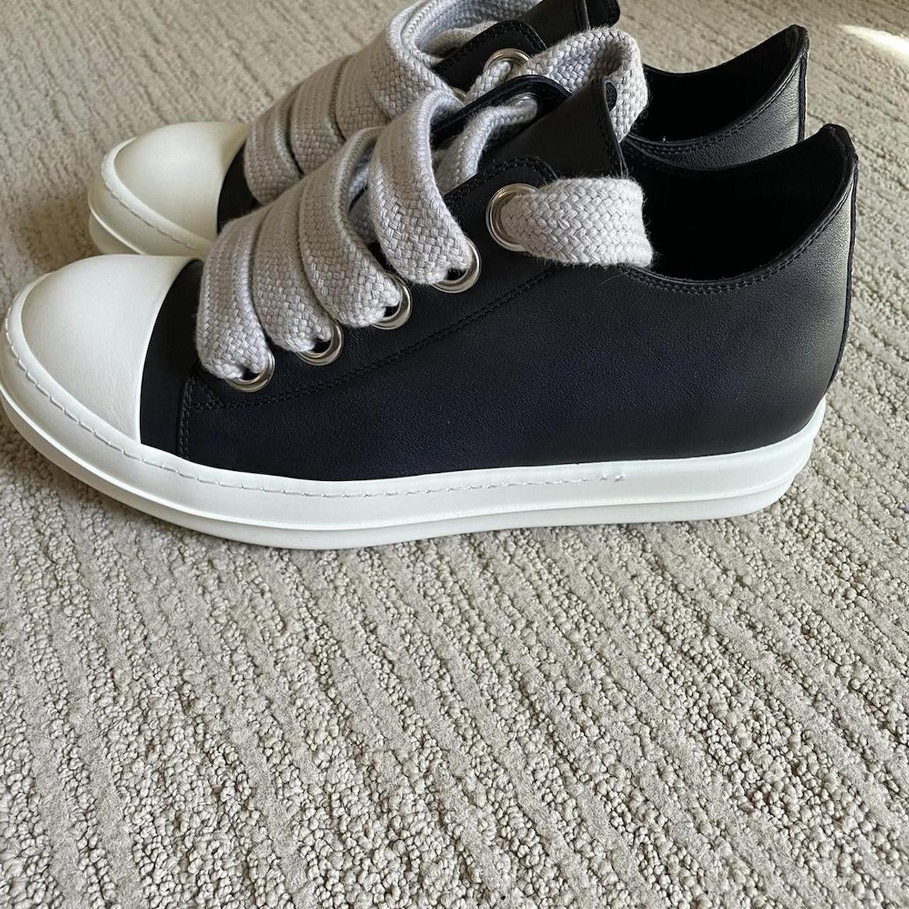 rick owens jumbo laces low slightly worn throw me... - Depop