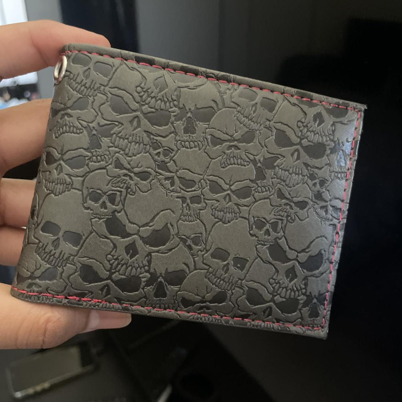 charcoal skull wallet not affliction #goth... | Depop