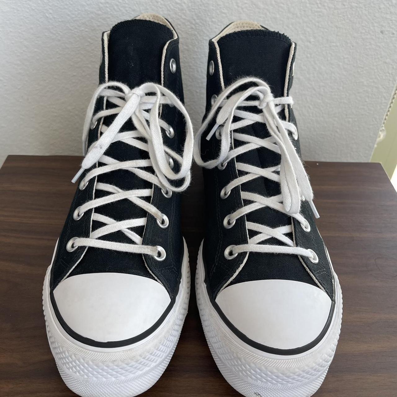 Black and white Converse All Star Hi Platform... - Depop