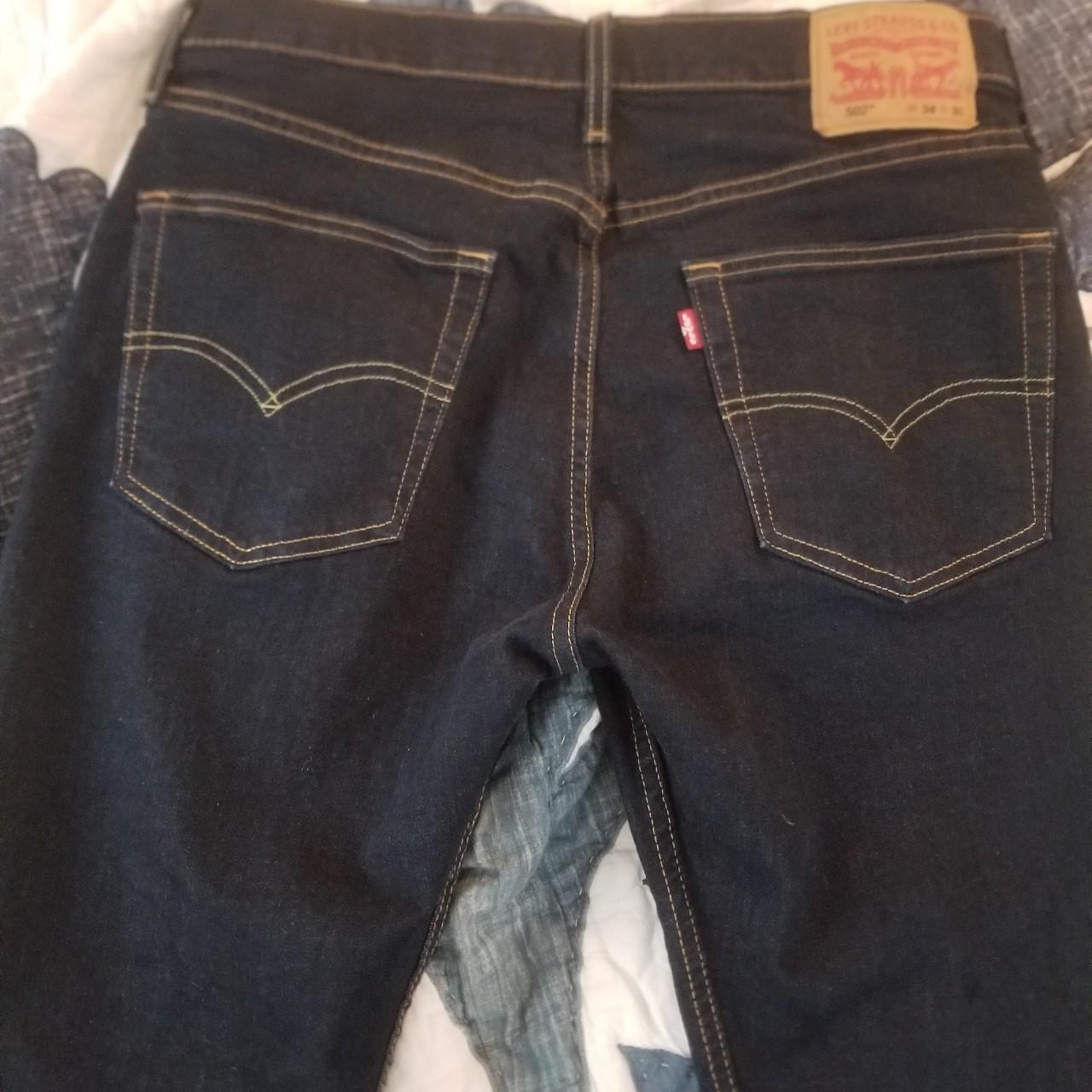 Levi's 502 dark blue Jean's thick stitching(worn one... - Depop