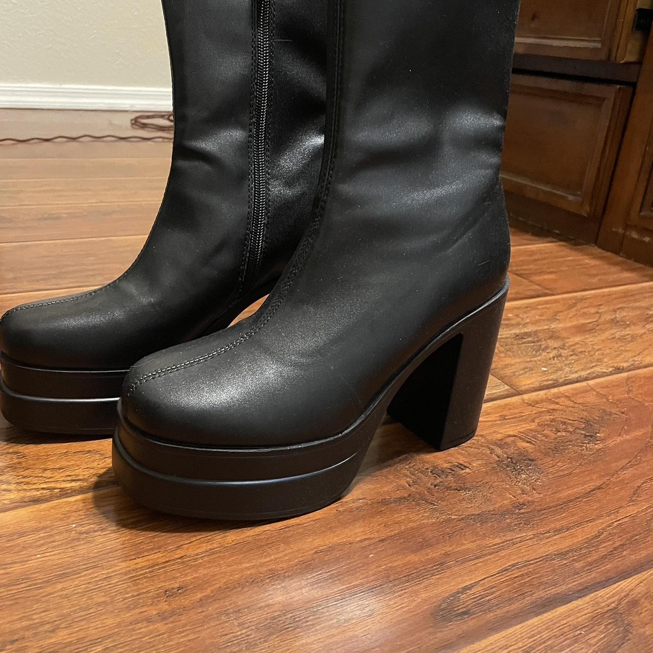 Shein leather boots 4in heals (with platform) size 38/8 - Depop