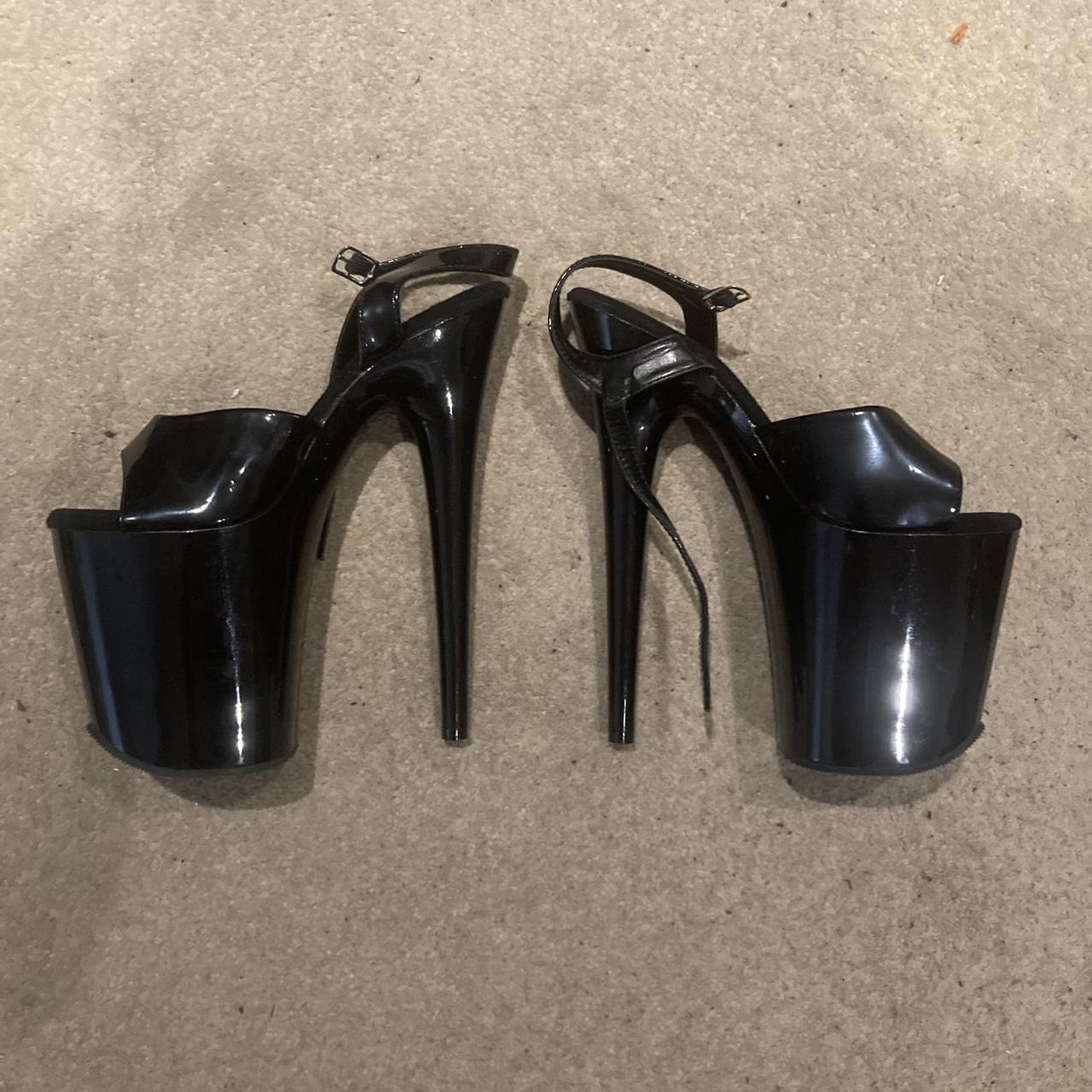 Pleasers Black platform heels with 8 inch heel Uk... - Depop
