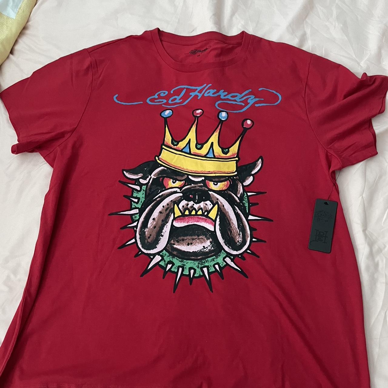 Ed Hardy Men’s Bull Dog T-shirt - Depop