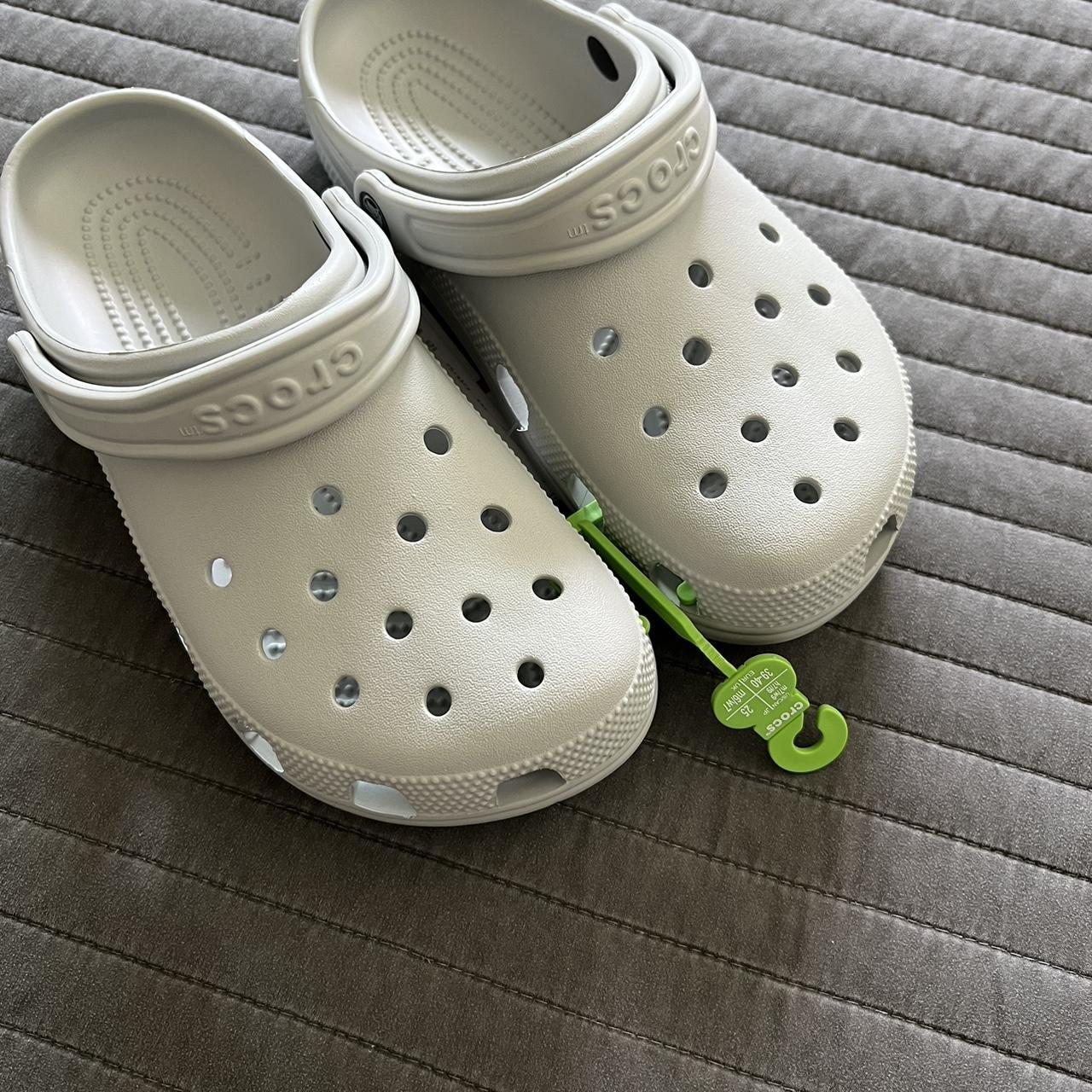 Light Grey Crocs Men’s 7/ Women’s 9 (Color in... - Depop