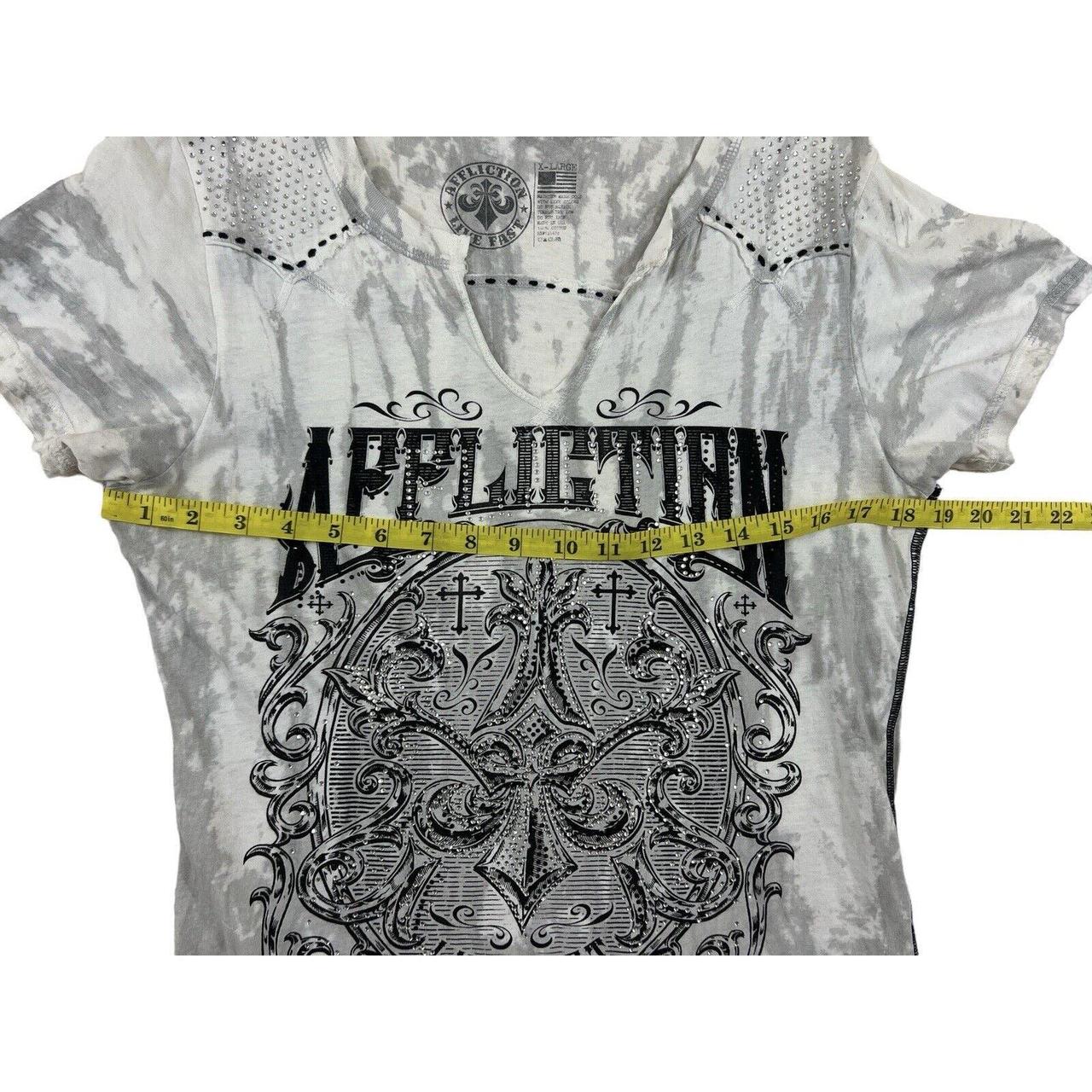 Affliction Live Fast Women White Short Sleeve V-Neck... - Depop