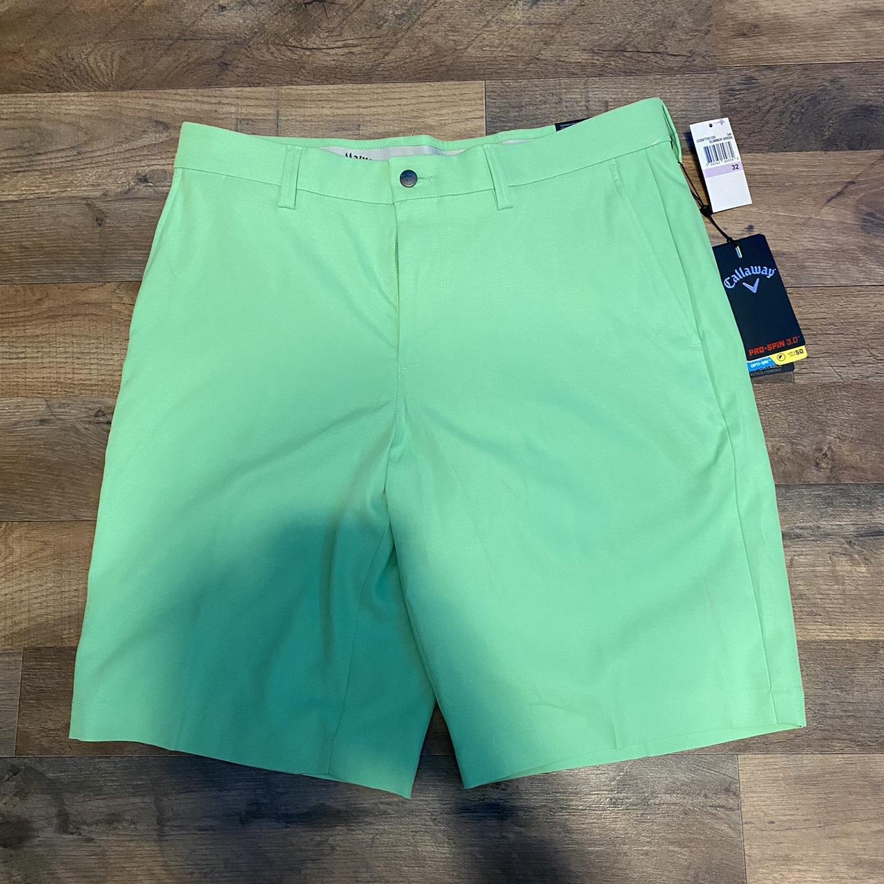 Neon green callaway gold shorts Size 32 Never worn,... - Depop