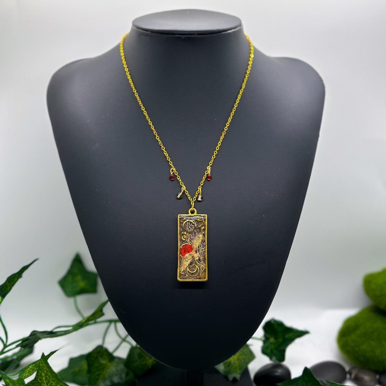 Asian themed beaded necklace Handmade resin... - Depop