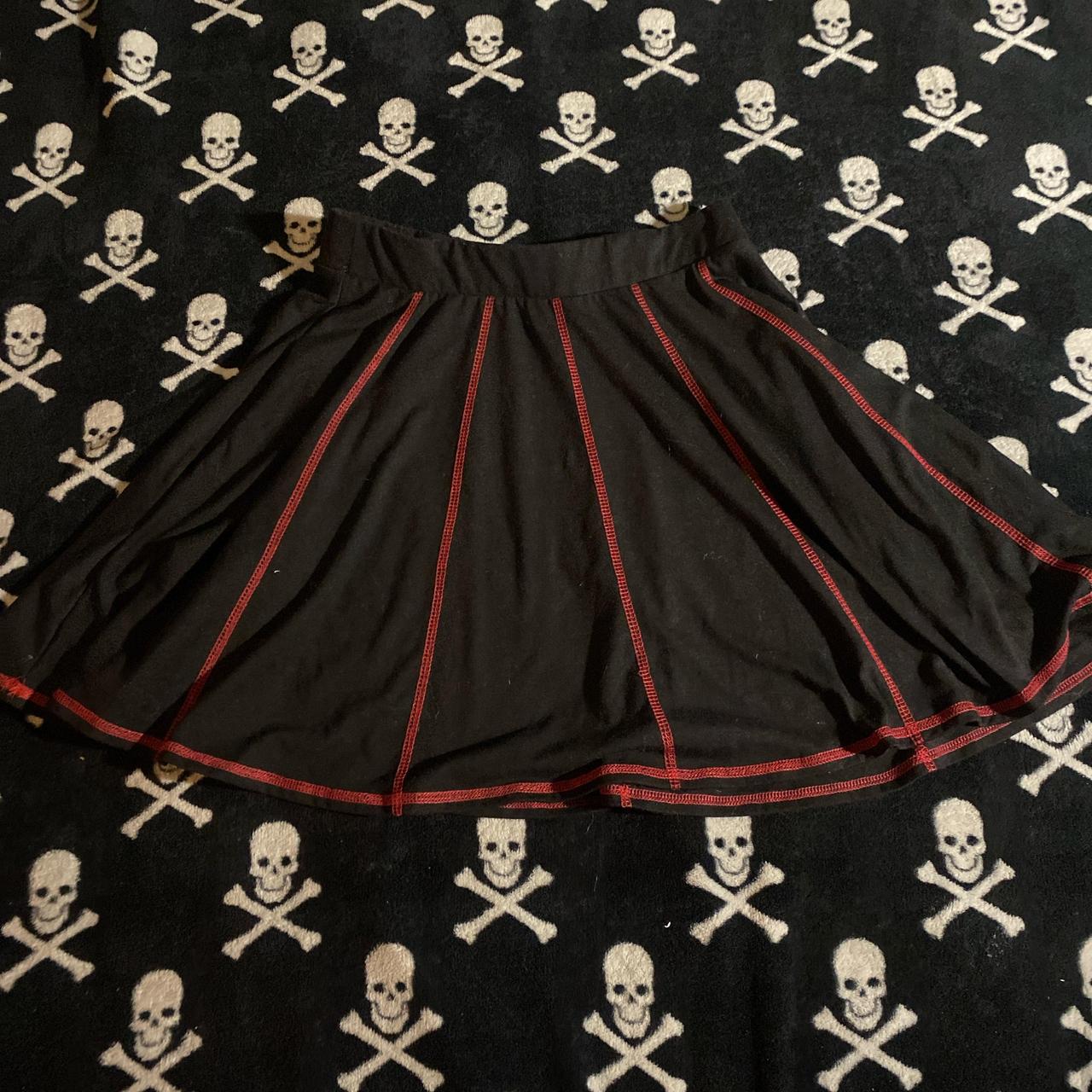 Hot topic red stitched skirt #emo #mallgoth... - Depop