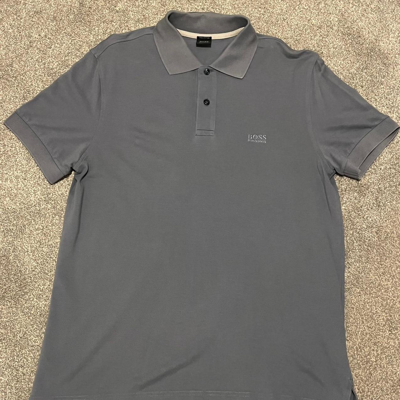 Men’s grey regular fit Hugo Boss polo shirt - Depop