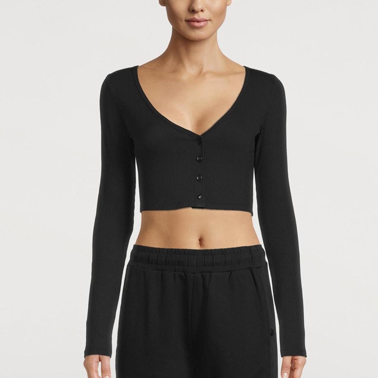 ALO Yoga Black Whisper Ribbed Cropped Top - Depop