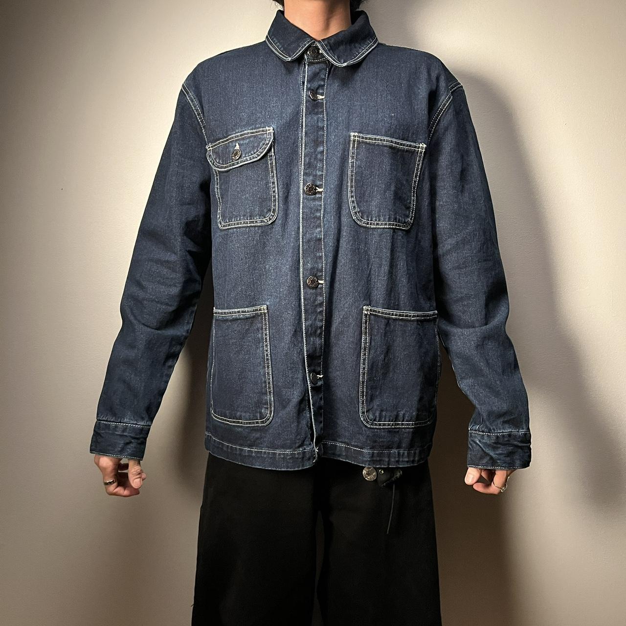 Rev Denim indigo Chore Jacket with contrasting... | Depop