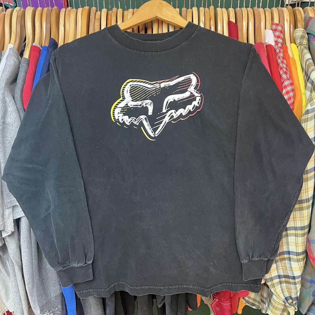 Y2K Fox Racing logo print long sleeve grunge graphic... | Depop