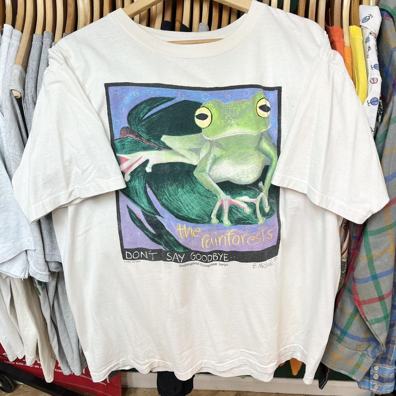 Vintage 90s Frog art animal nature outdoors graphic... | Depop