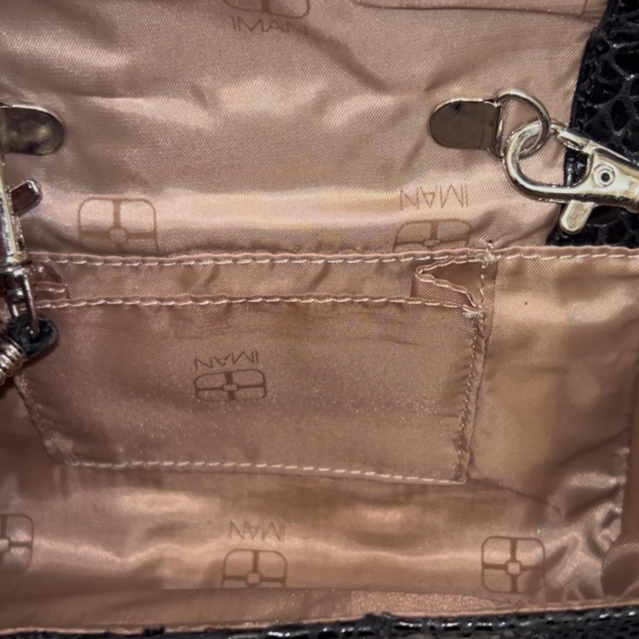 Iman Global Chic Bow Black Snakeskin Evening Clutch... - Depop