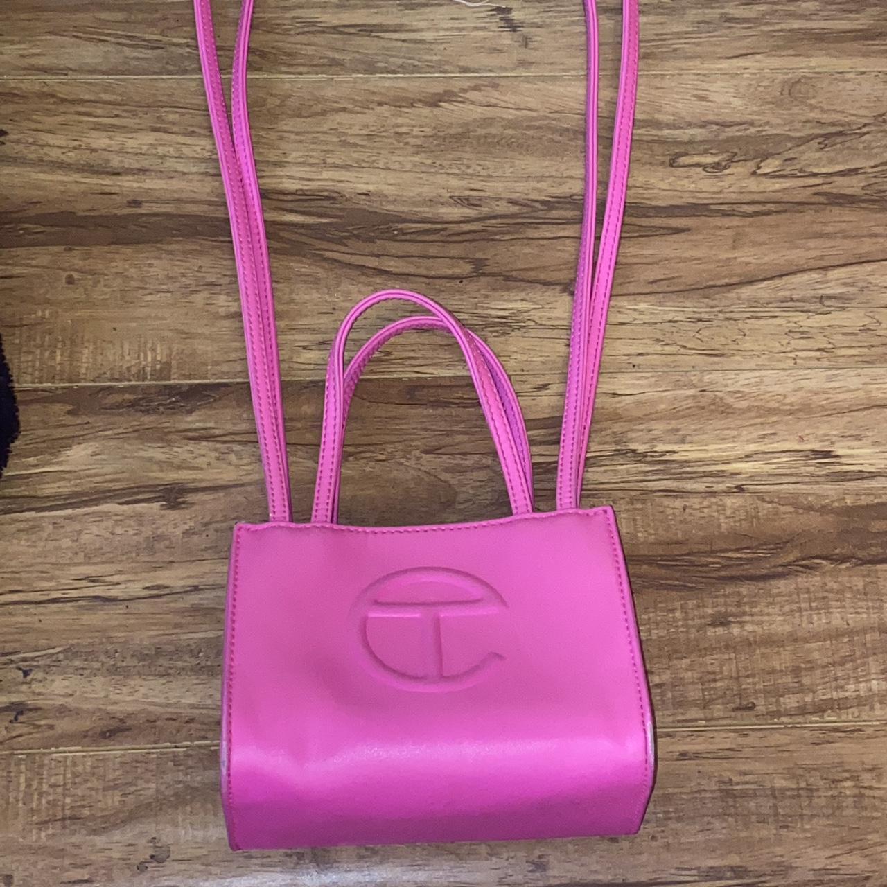 Pink small TELFAR bag. Used. Minor shown wear (see... - Depop