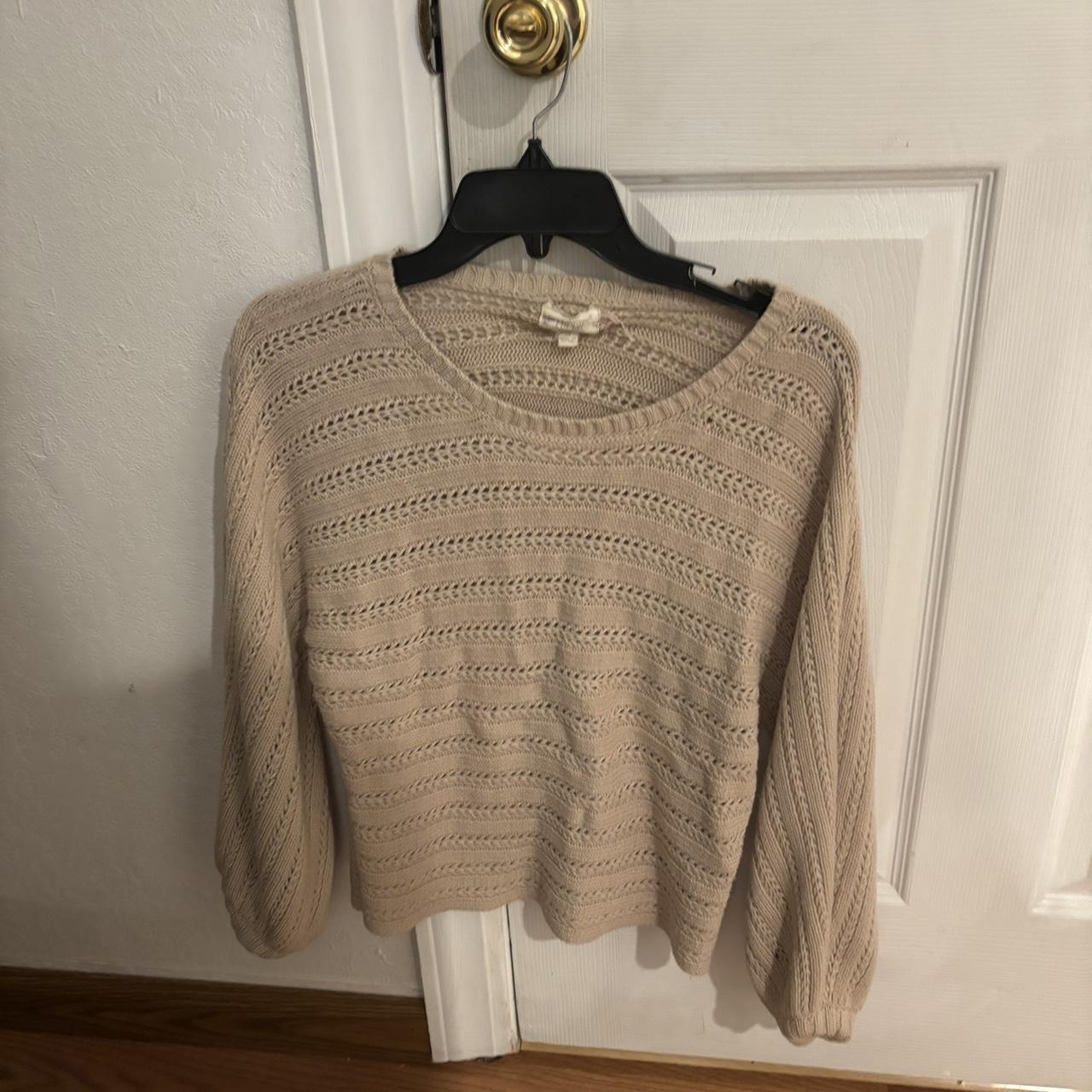 knitted tan sweater wide sleeves very warm - Depop