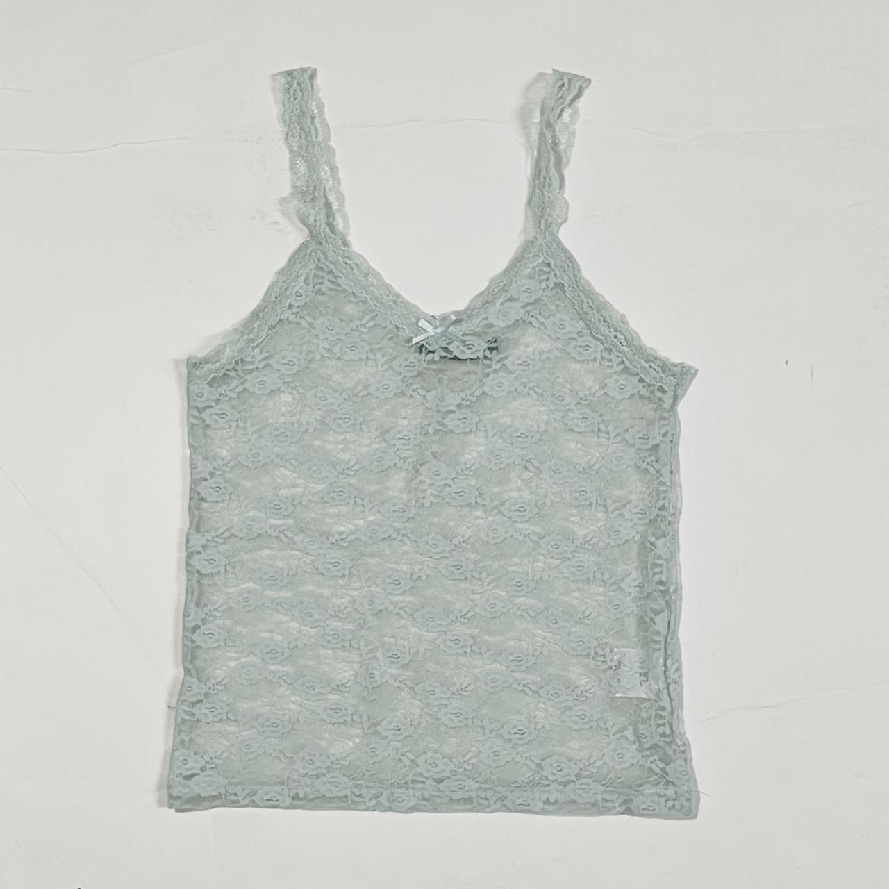 blue lace transparent summer tank top put this over... | Depop